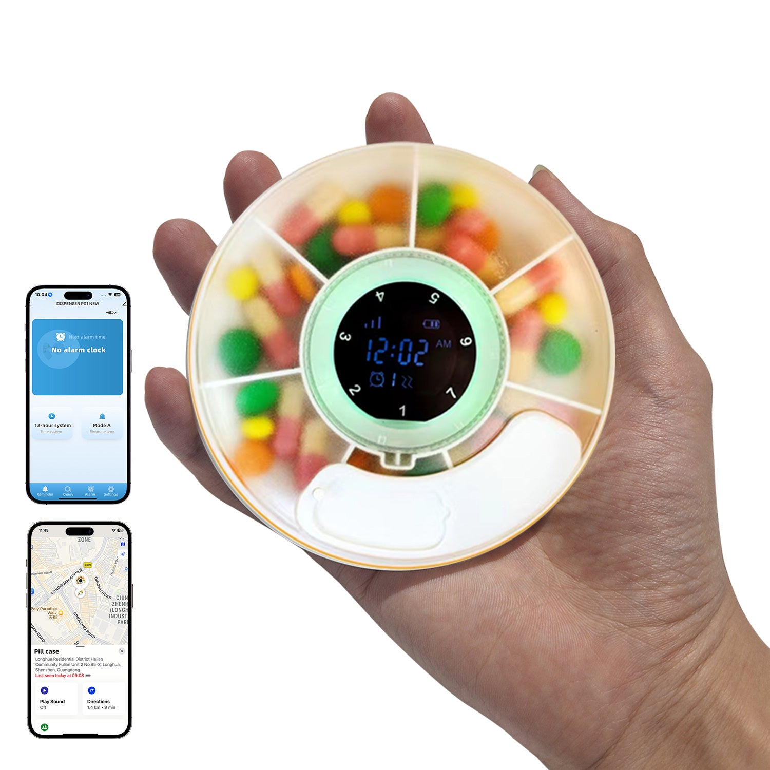 Smart Pill Dispenser with Apple Find My Tracking & Alarm – Micflip